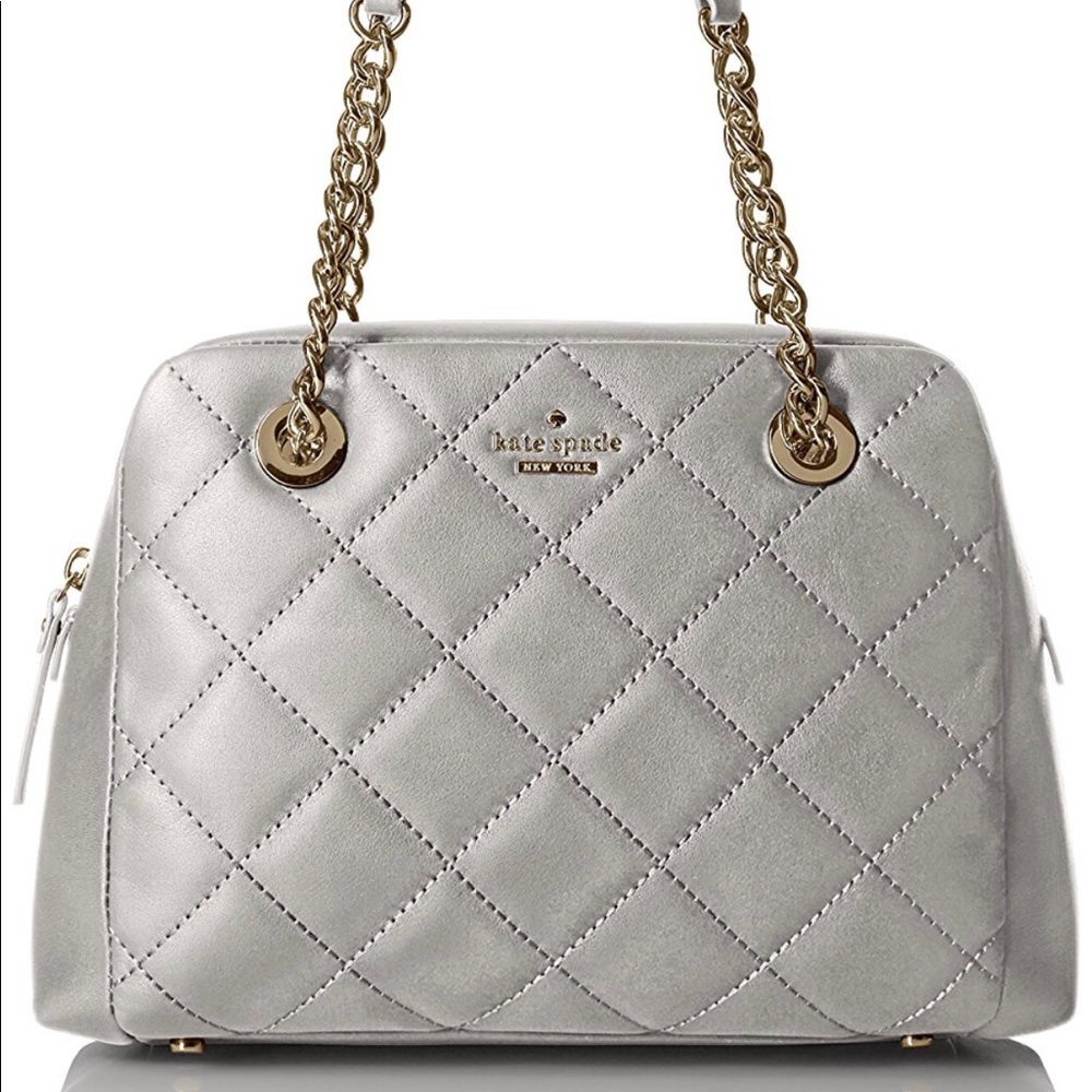 Kate Spade Grey Quilted Leather Shoulder Bag - Gem